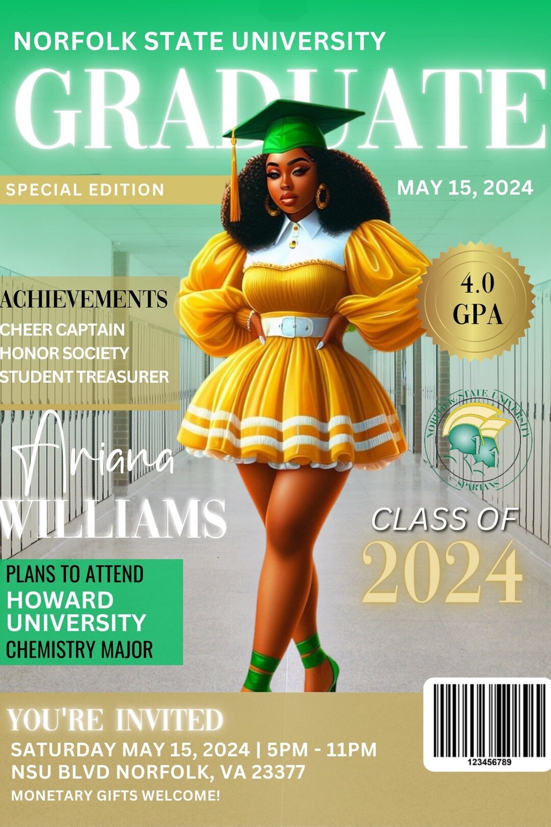 Graduate Editable Invitation, Grad Magazine Cover | Magazine Cover ...