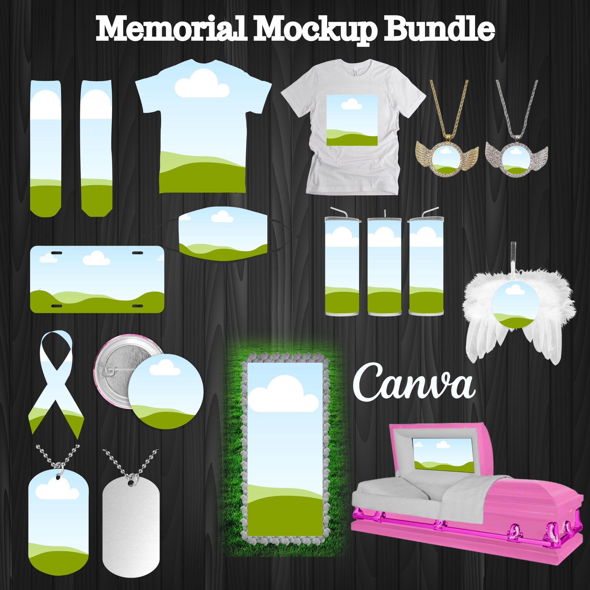 Memorial Mockup Bundle: Canva Editable Templates (digital Download) - Etsy