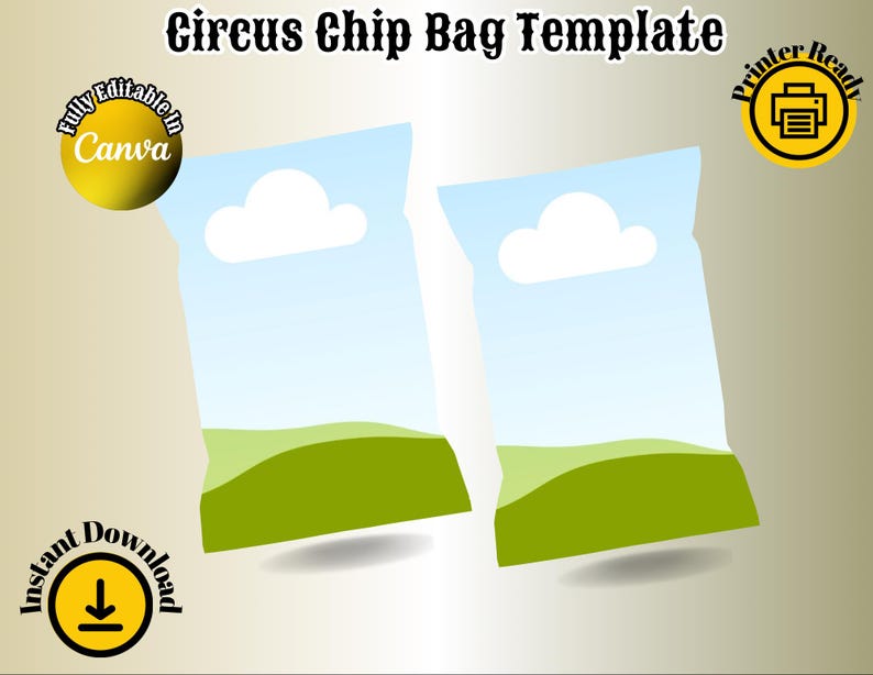 Editable Circus Chip Bag Template: Canva Birthday Party Favor (digital ...