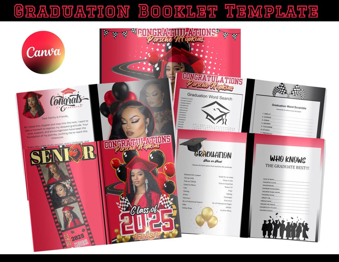 Editable Graduation Activity Book, Fully Customizable in Canva, Instant ...