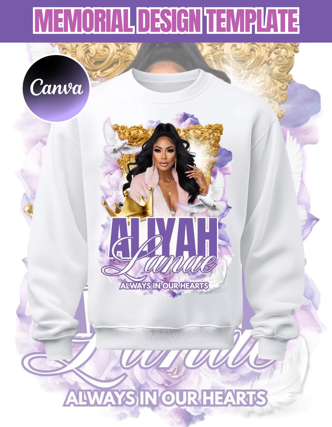 Editable Memorial Design Template: Canva Funeral Program (14x18 ...