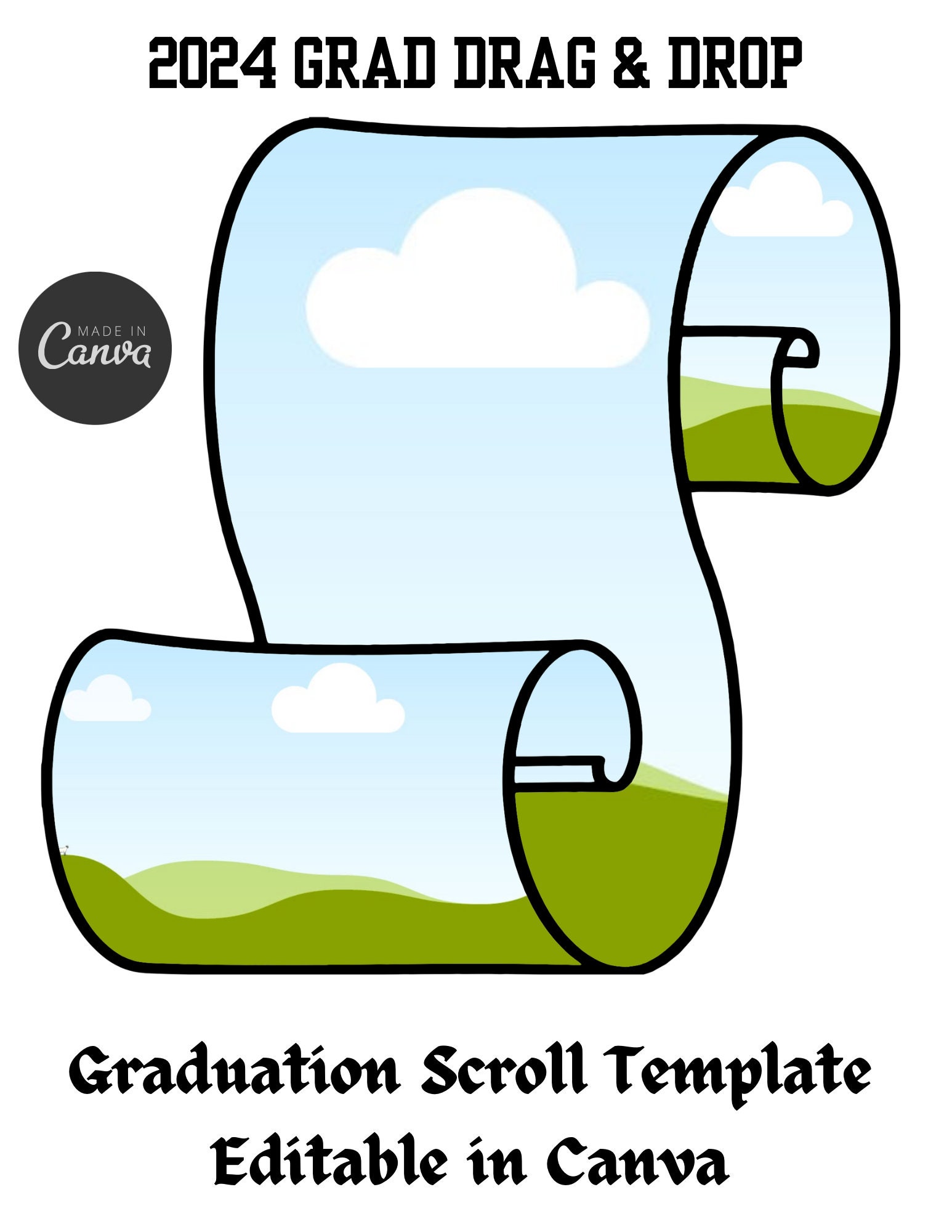 Scroll Fan BLANK Template, DIY Graduation Diploma Scroll Paddle Fan ...