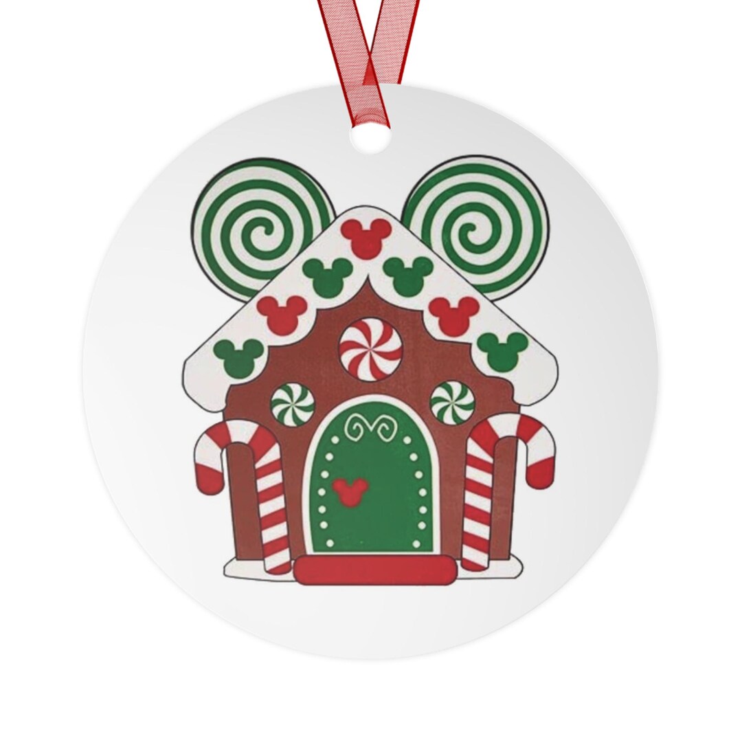 Disney Mickey Mouse Gingerbread House Christmas Metal Ornament, Disney ...
