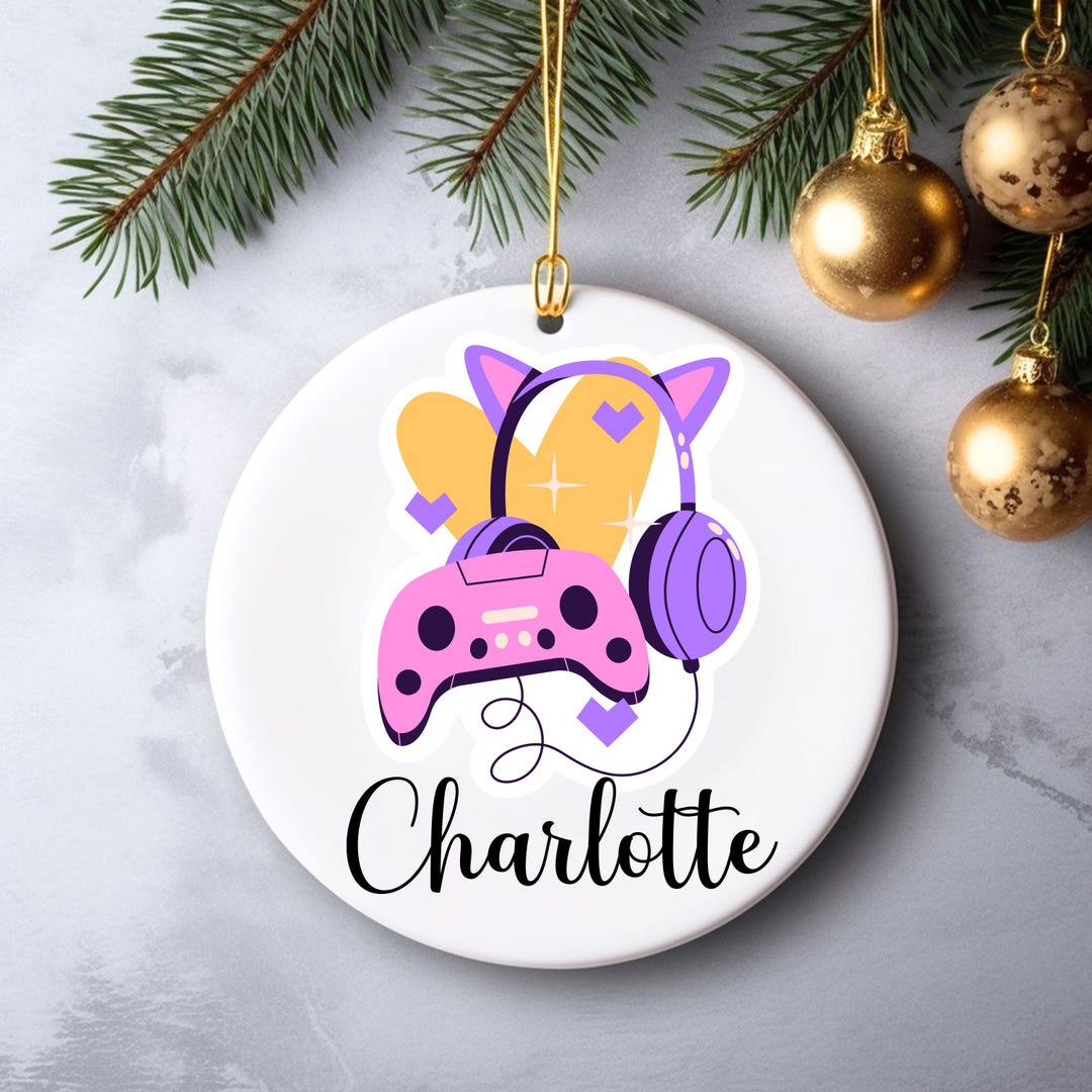 Personalized Gamer Ornament, Gift for Girl Gamers, Video Game Ornament ...
