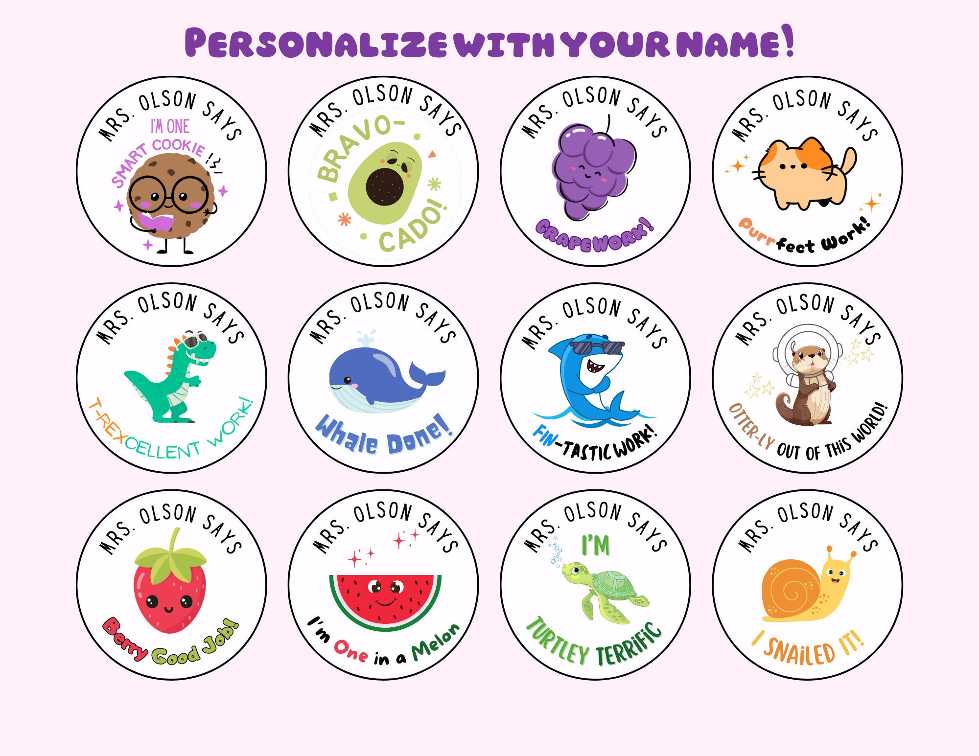 Teacher Stickers, Personalized Teacher Stickers, Reward Stickers, Well ...