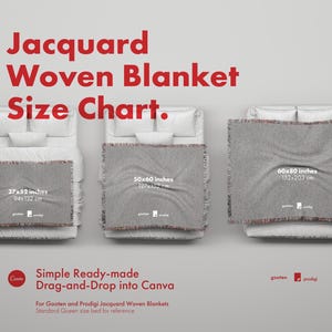 Jacquard Woven Blanket Size Chart Mockup for Canva (horizontal Designs ...