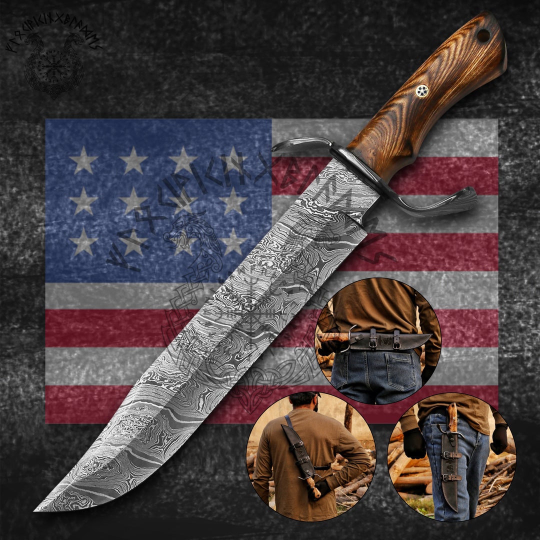 The Expendables Bowie / 17' Handmade Damascus Hunting Bowie Knife With ...