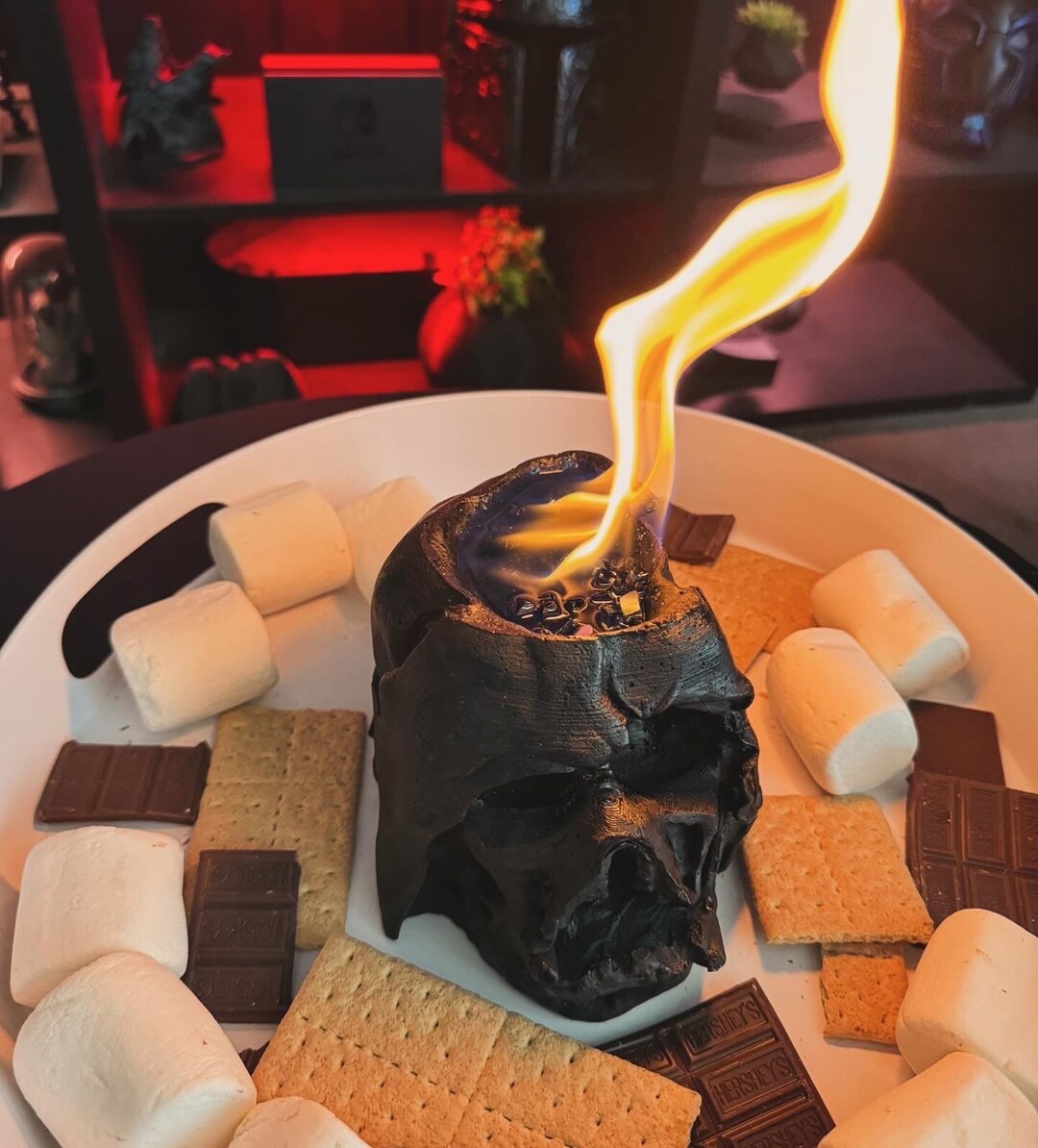 Concrete Tabletop Fire Pit Darth Vader Melted Vader Helmet Housewarming ...
