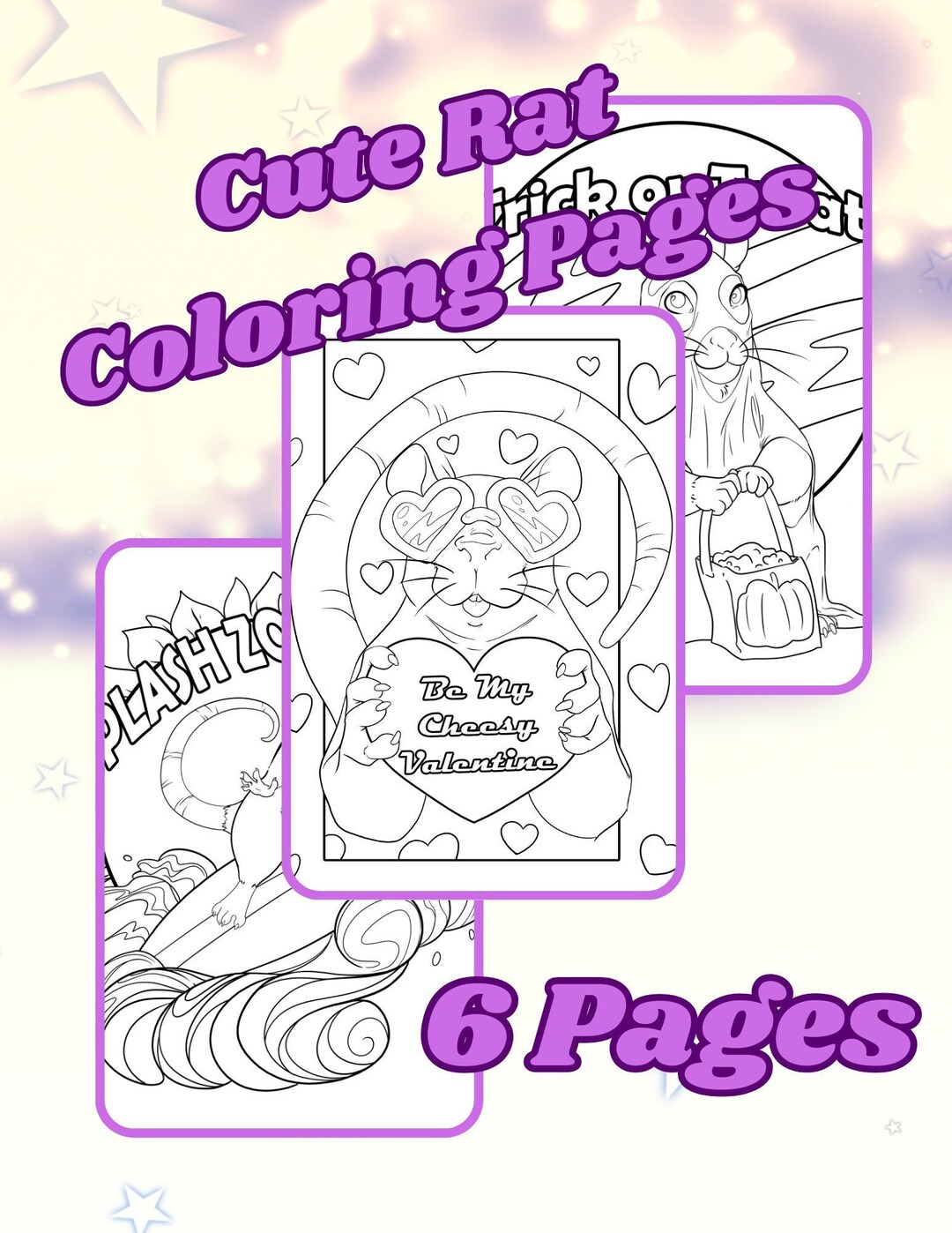 Printable Cute Rat Coloring Pages - Digital Download - Etsy