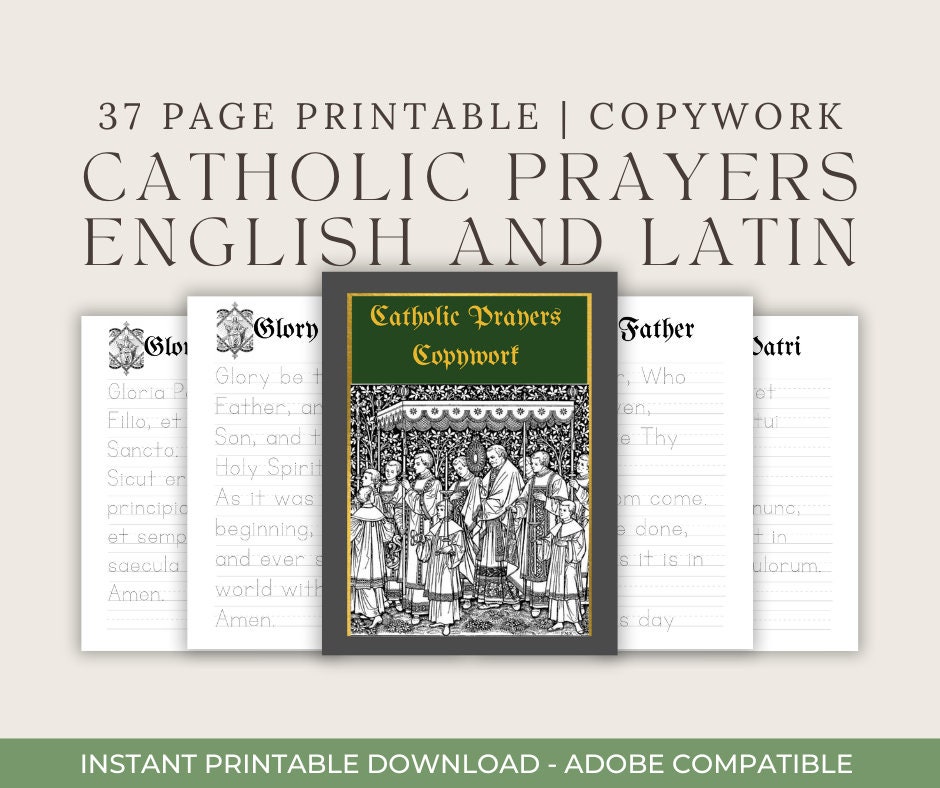 Catholic Prayers Printable Copywork - Etsy