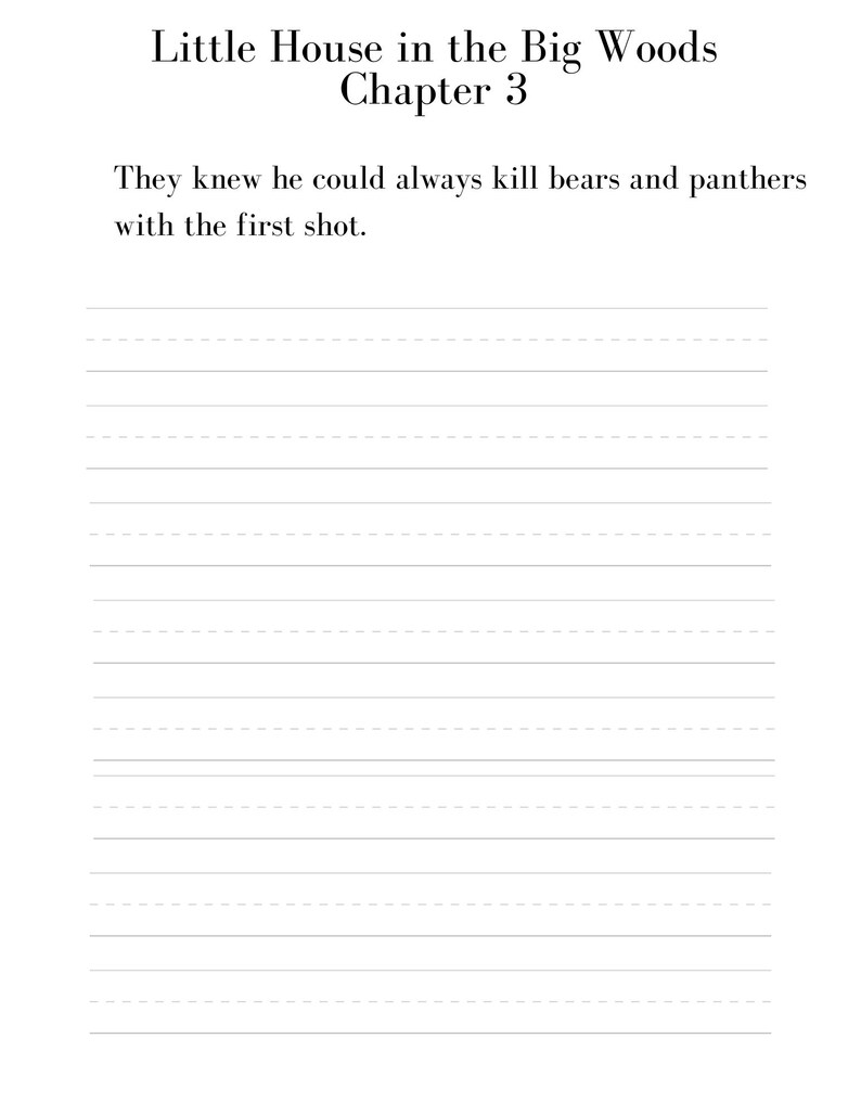The Little House in the Big Woods Printable Copywork - Etsy