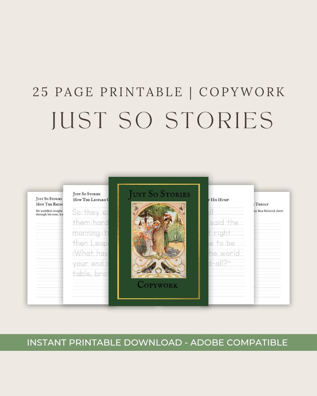 Just so Stories Printable Tracing and Copywork - Etsy