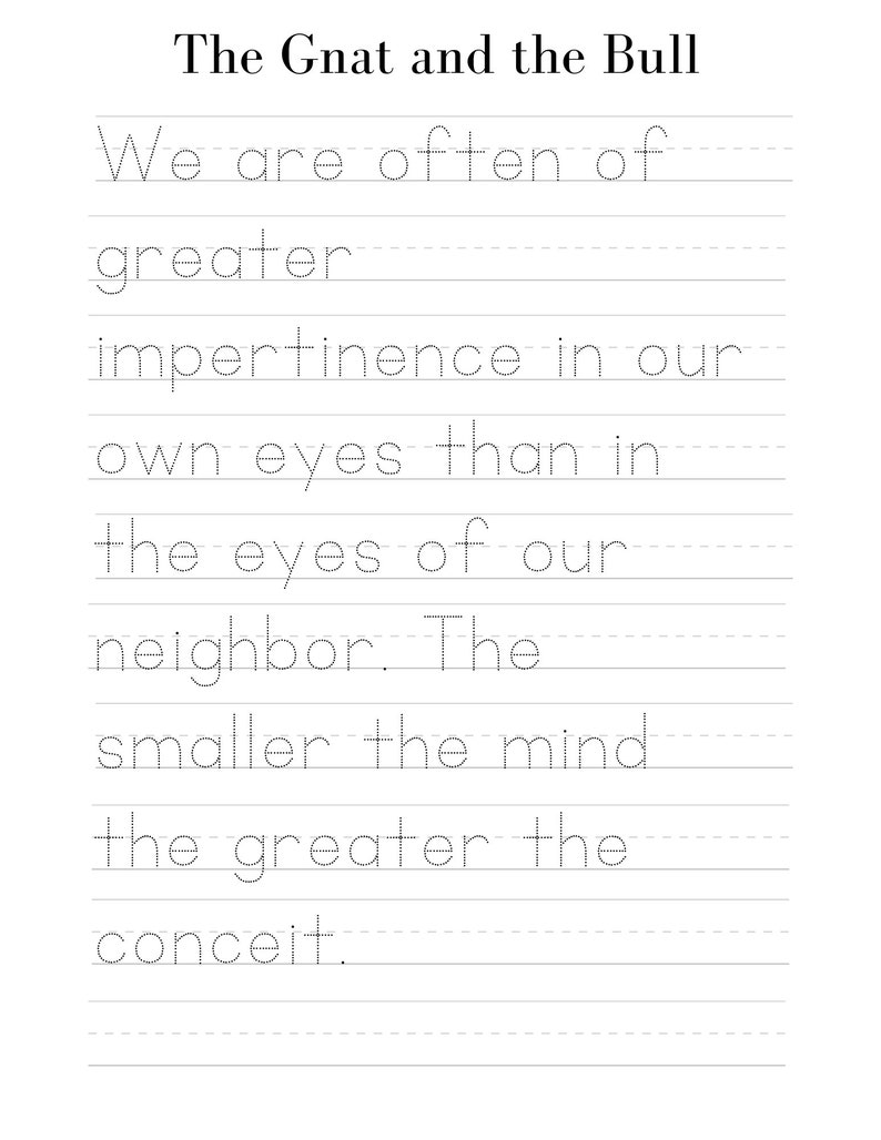 Aesop's for Children Printable Copywork - Etsy