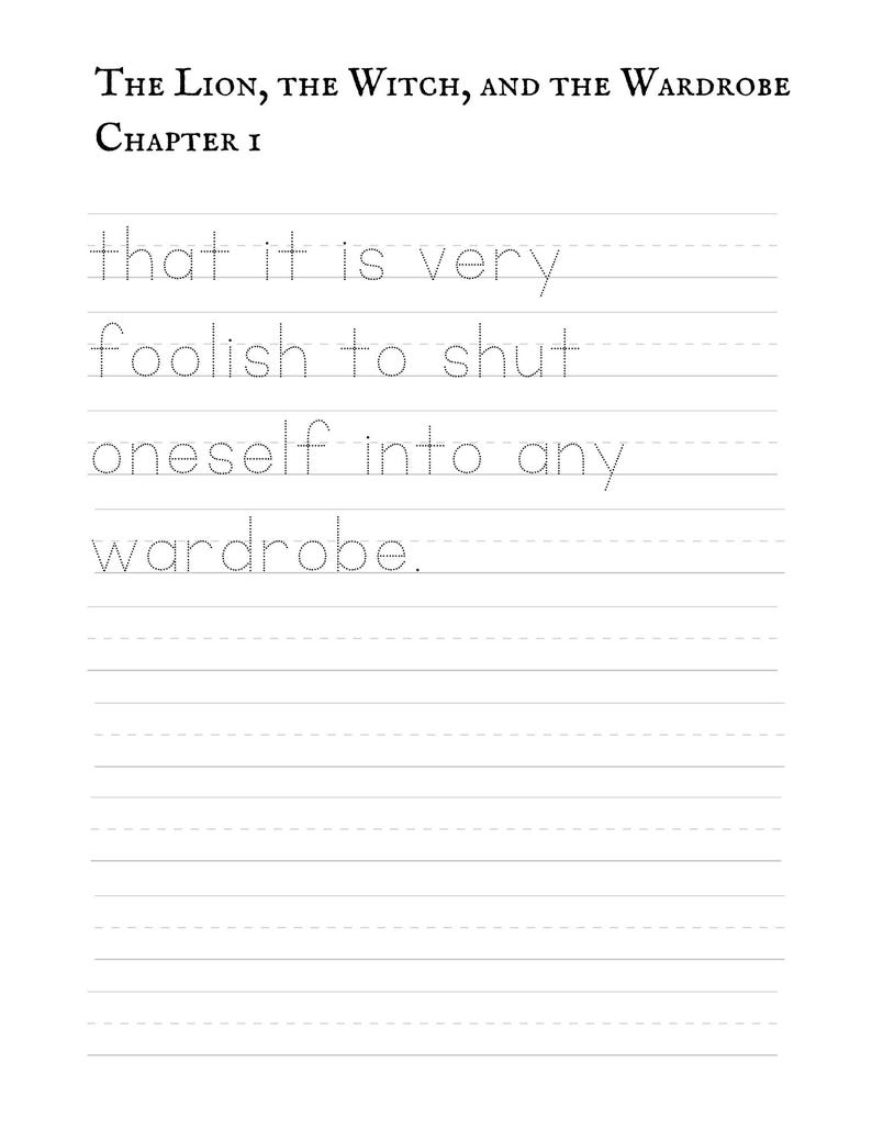 The Lion, the Witch and the Wardrobe Printable Copywork - Etsy