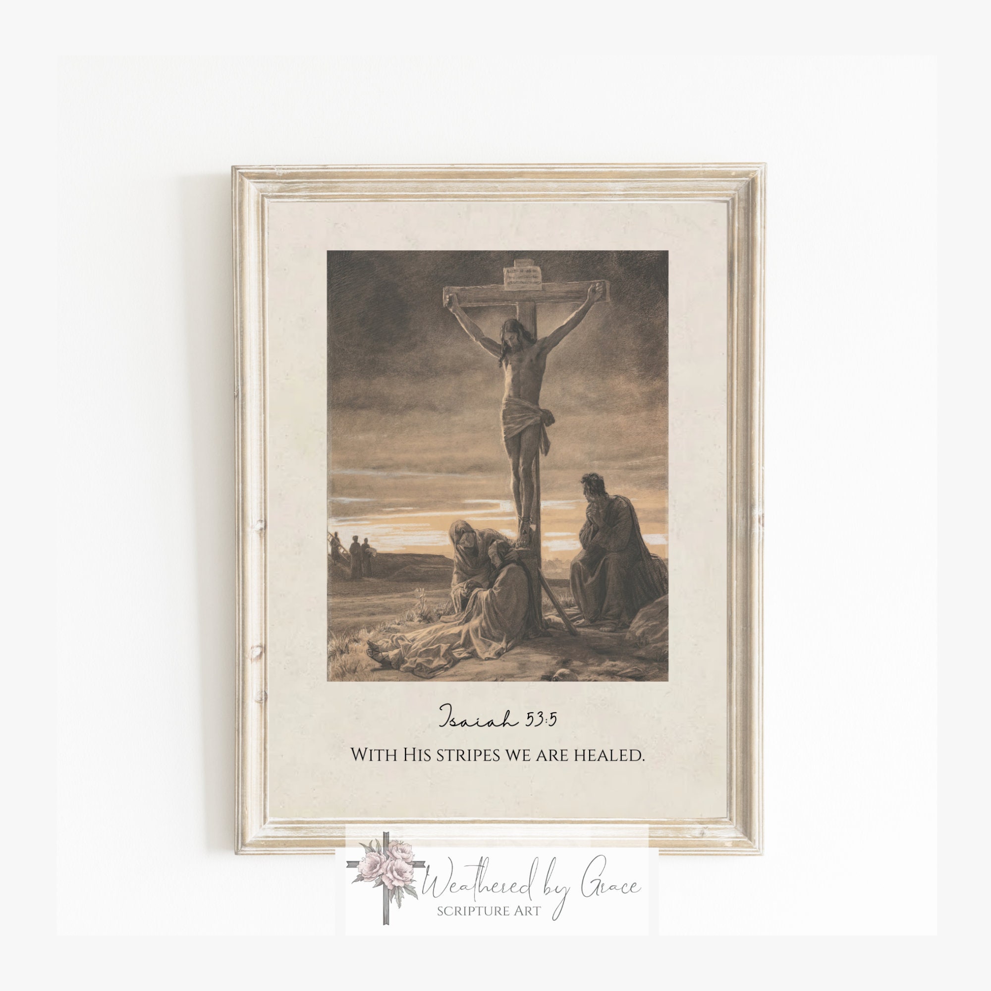 KJV Scripture Wall Art Isaiah 53 5 Jesus Christ Christ on the Cross ...