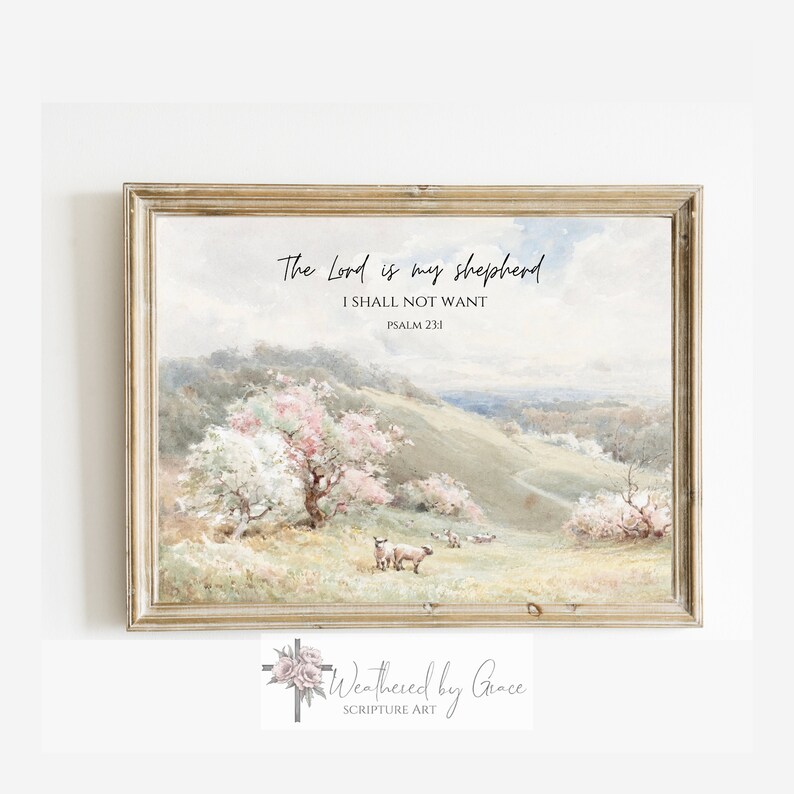 Psalm 23 | Scripture Wall Art | the Lord is My Shepherd | Vintage Sheep ...