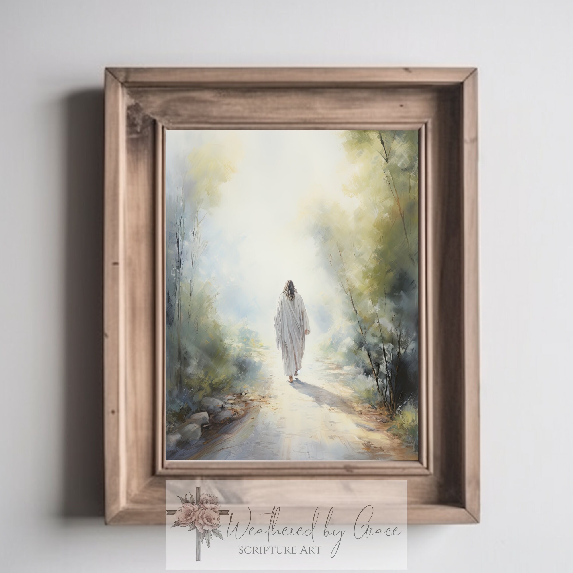 Jesus Walking on the Path He is Risen Jesus Christ Saviour Christian ...