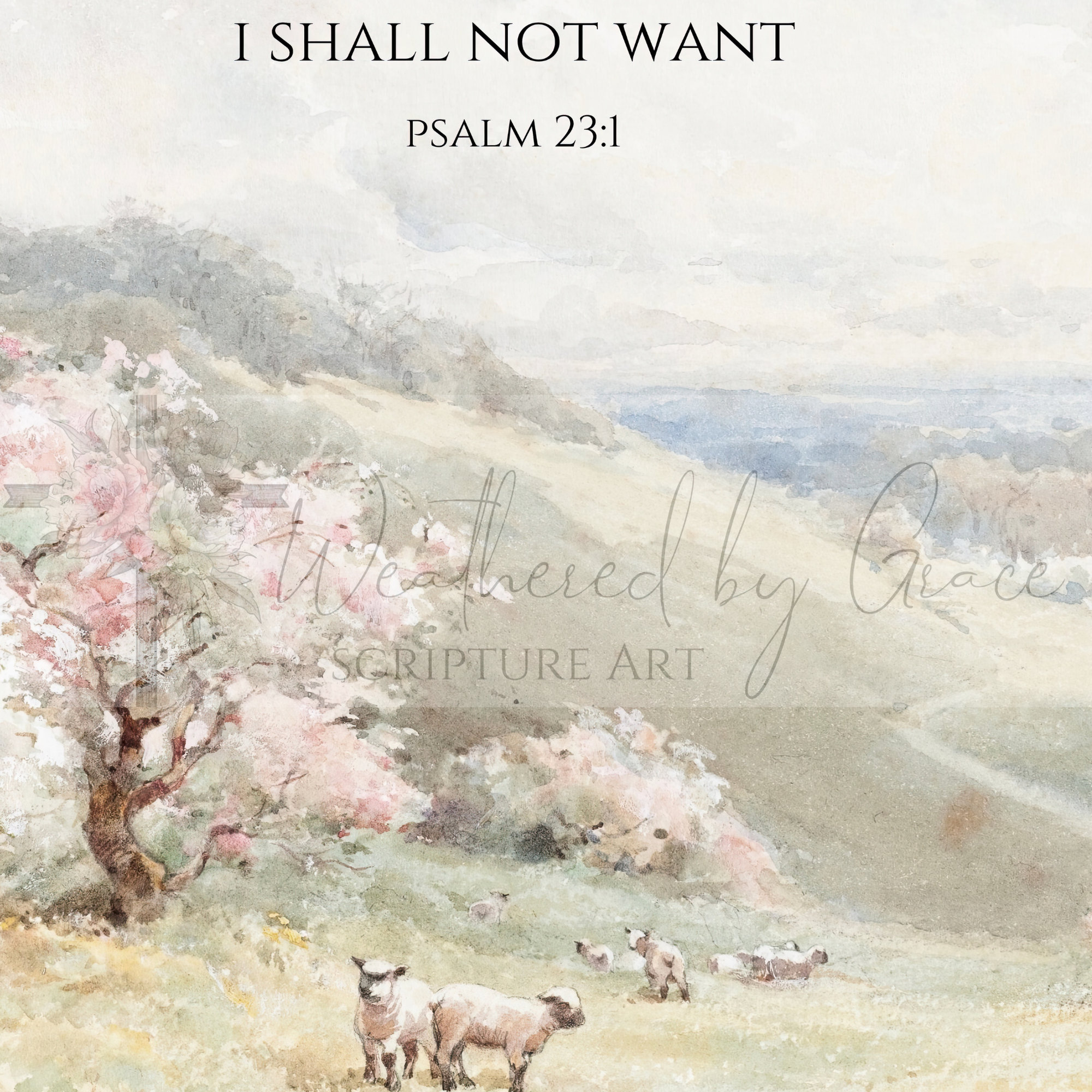 Psalm 23 | Scripture Wall Art | the Lord is My Shepherd | Vintage Sheep ...