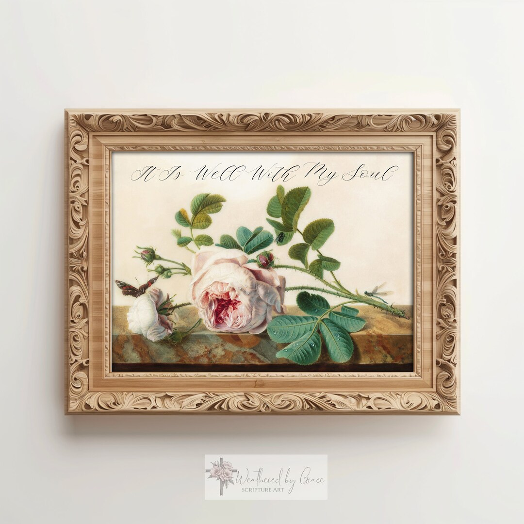 It is Well With My Soul | Hymn | Christian Wall Art | Vintage Pink Rose ...