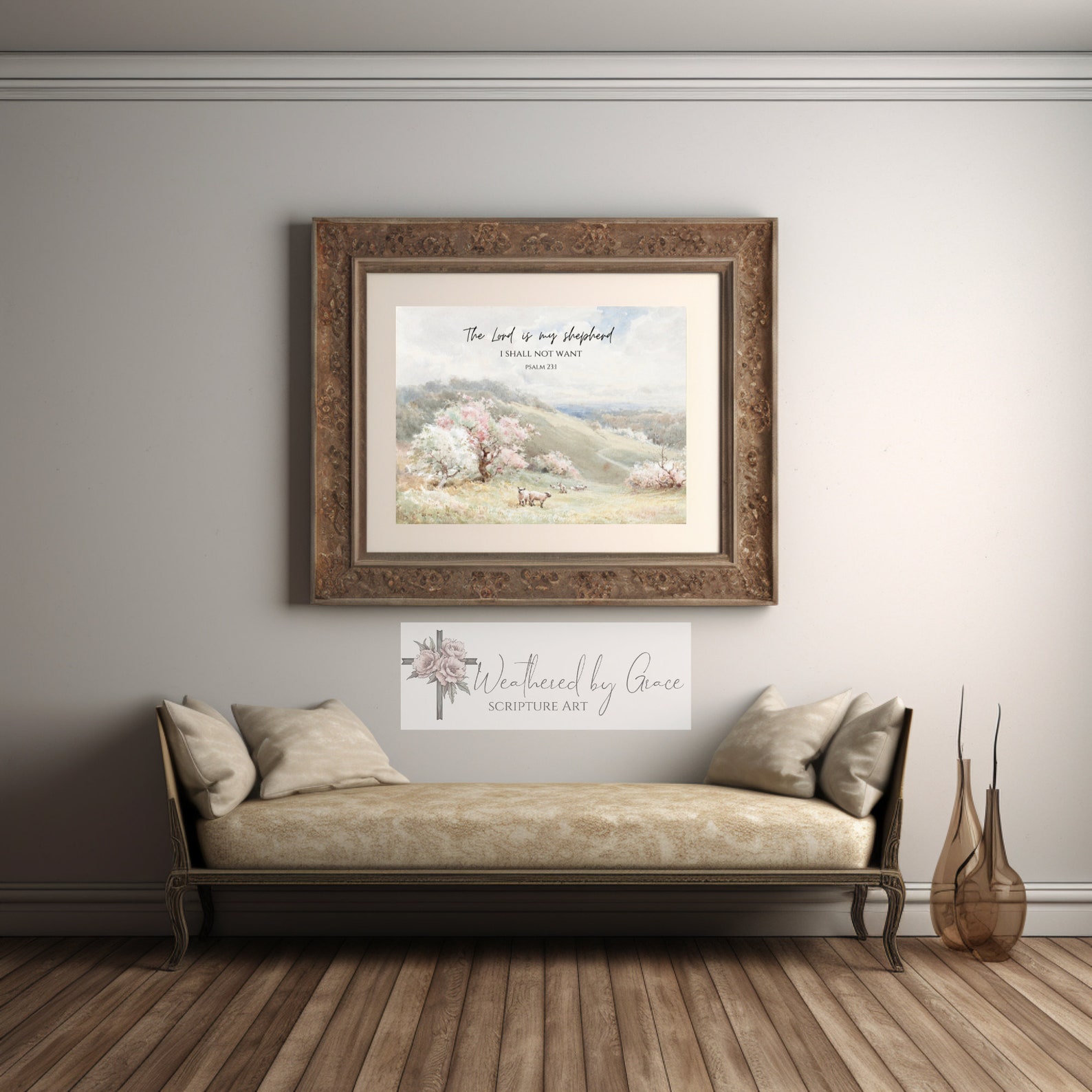 Psalm 23 Scripture Wall Art the Lord is My Shepherd Vintage Sheep KJV ...