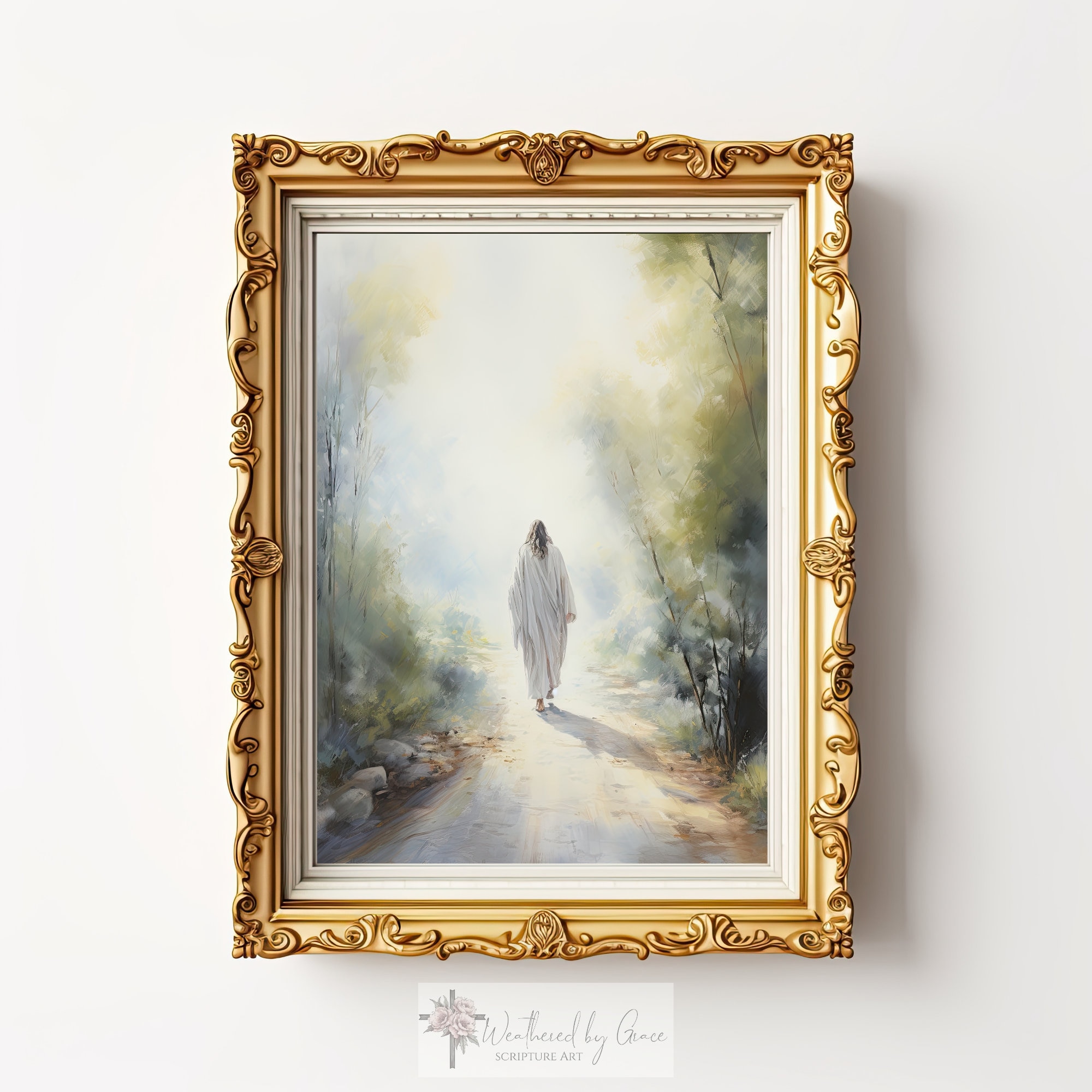 Jesus Walking on the Path He is Risen Jesus Christ Saviour Christian ...