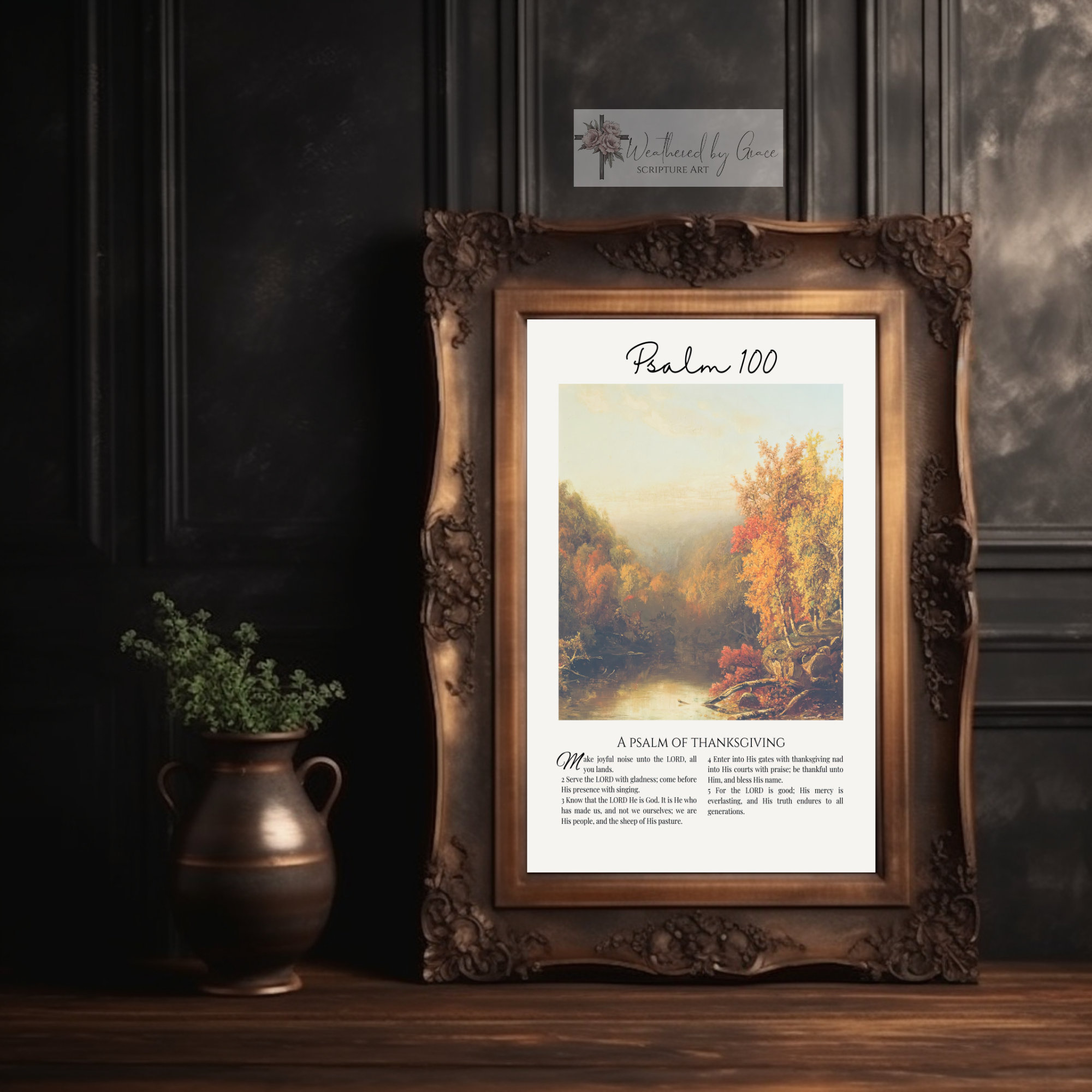 Scripture Wall Art Psalm 100 Vintage Fall Decor Antique - Etsy