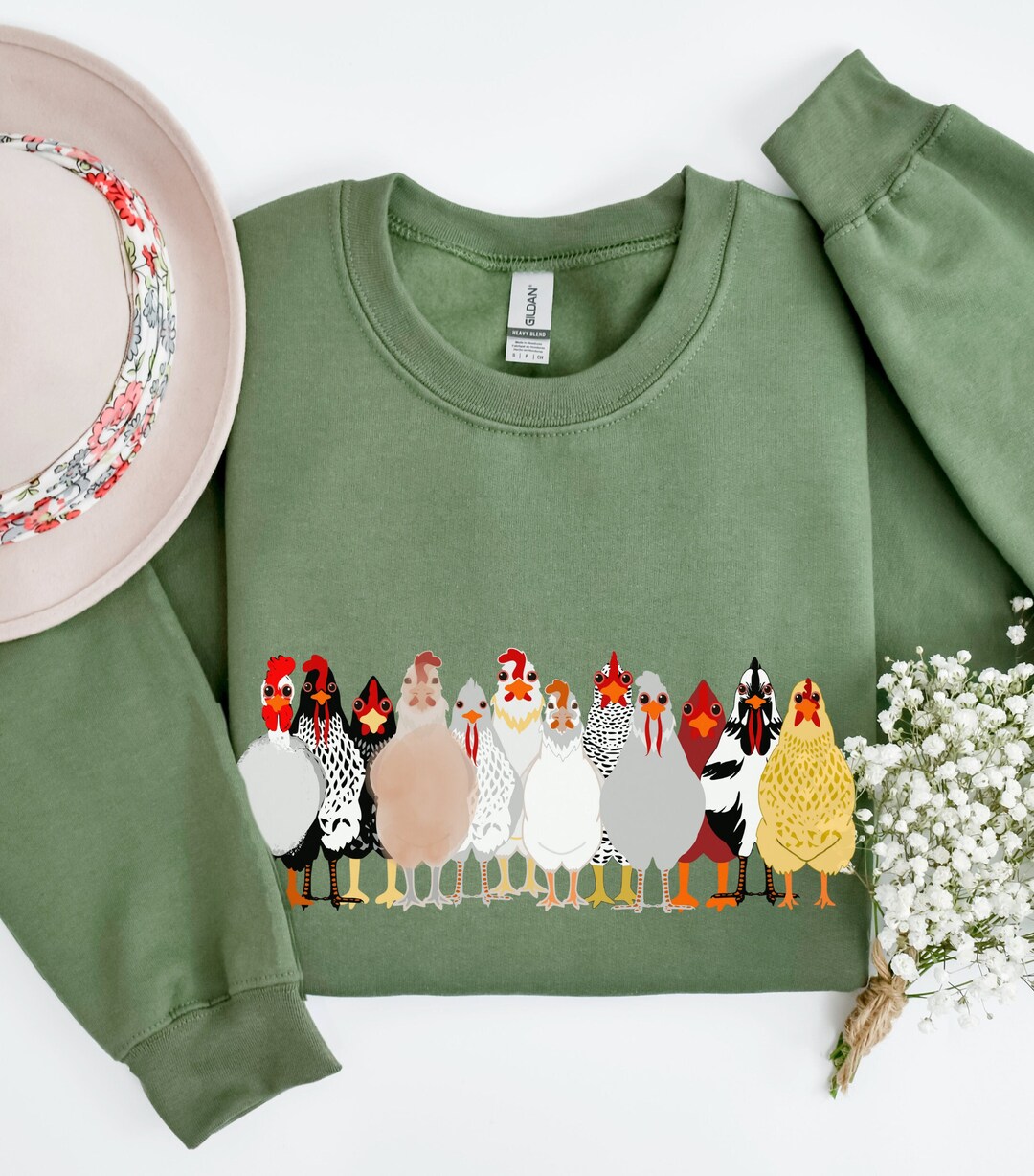 Chickens Sweatshirt, Chicken Lover Sweatshirt, Pastel Sweatshirts, Gift ...