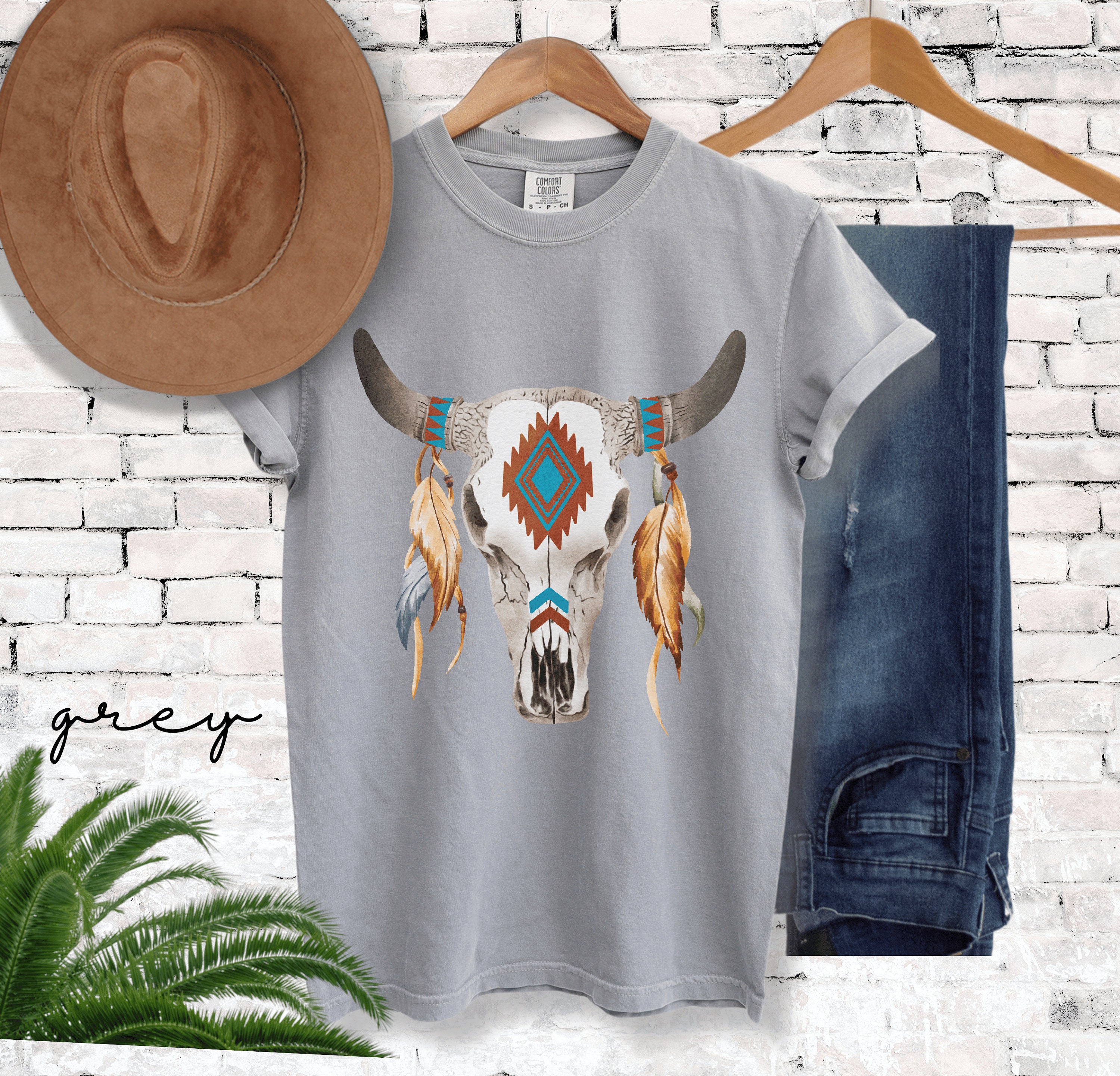 Women's Western T-shirt, Comfort Colors® T Shirt, Desert Cow Skull T ...