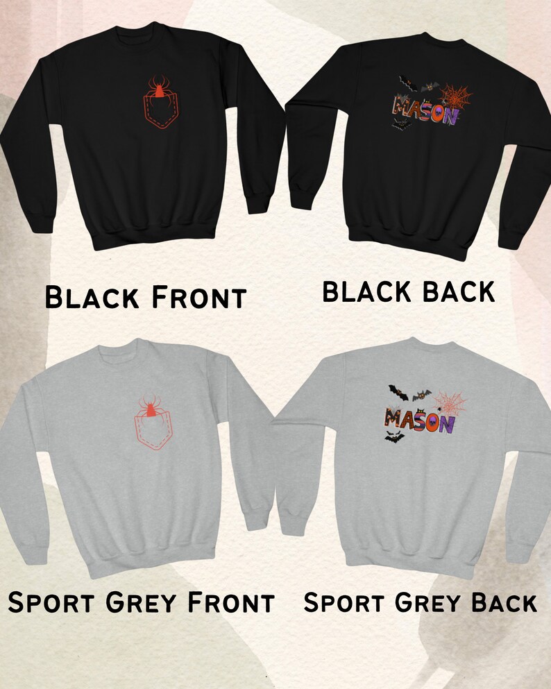 Custom Youth Crewneck Sweatshirt, Fall Personalized Pullover, Front and ...