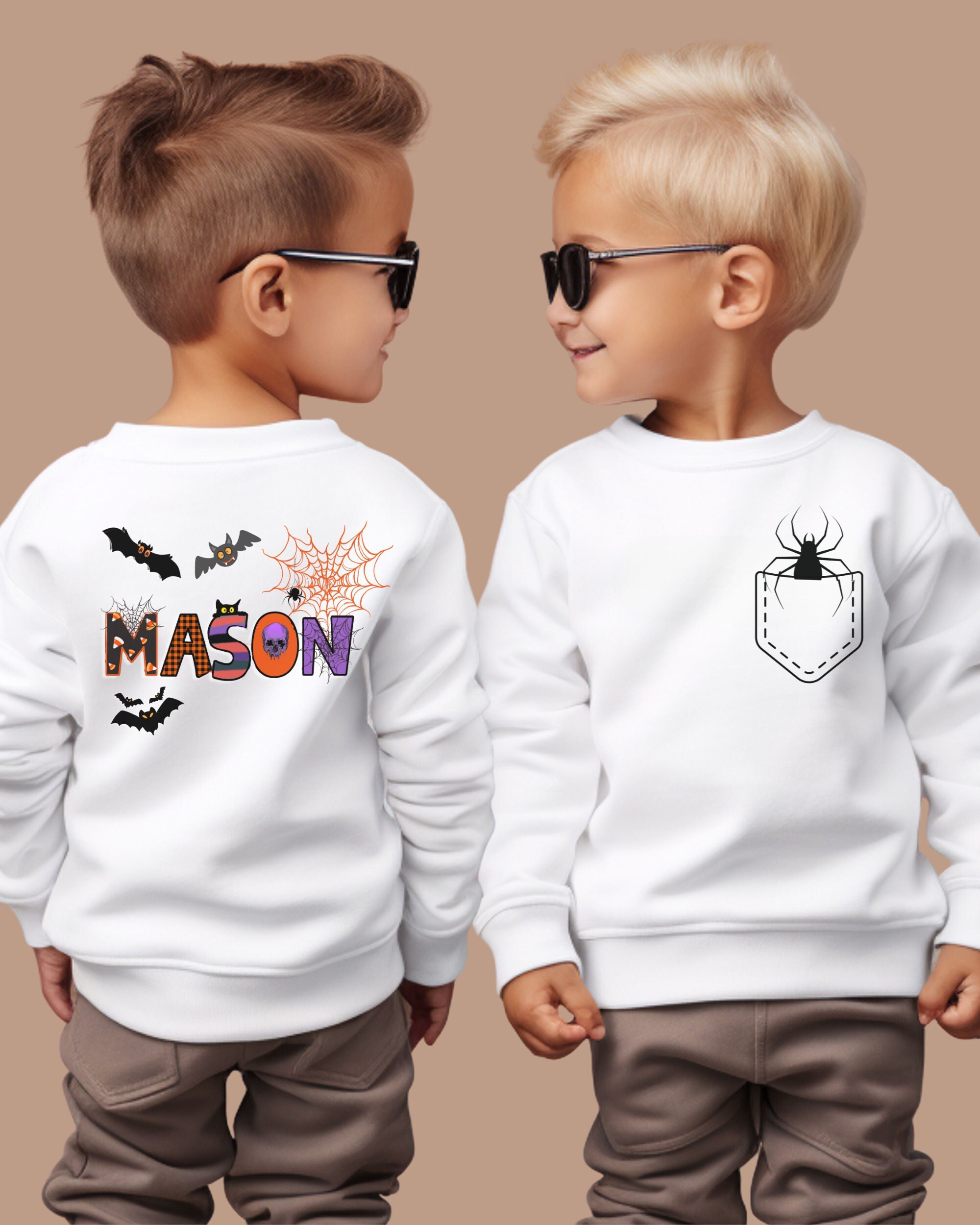 Custom Youth Crewneck Sweatshirt, Fall Personalized Pullover, Front and ...