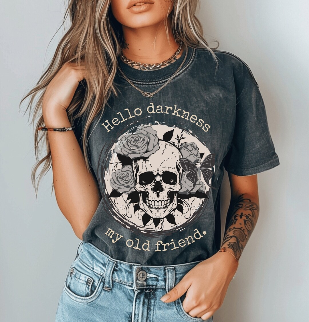 Hello Darkness, My Old Friend T-shirt, Women's or Men's T-shirt, Music ...