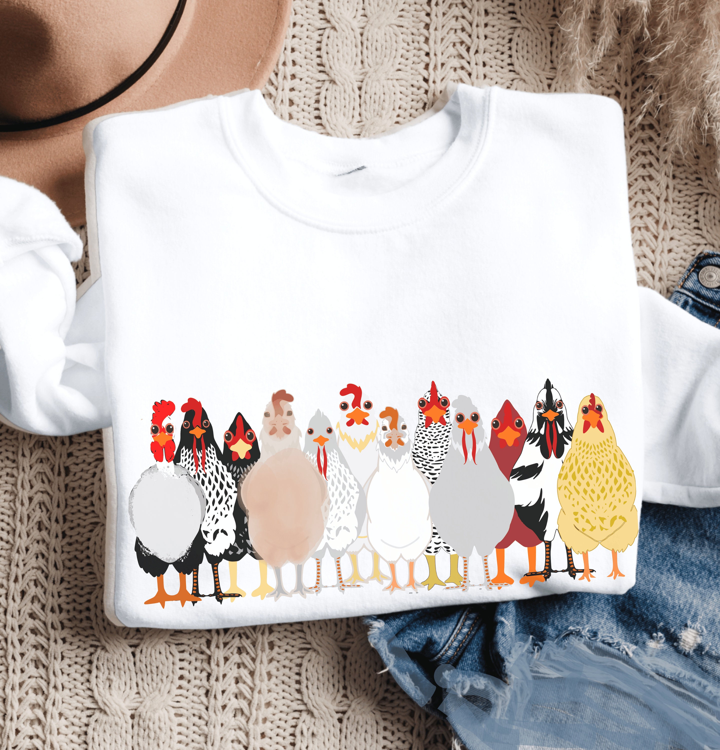 Chickens Sweatshirt, Chicken Lover Sweatshirt, Pastel Sweatshirts, Gift ...