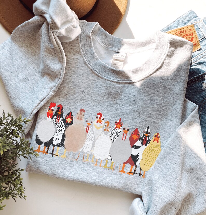 Chicken Lover Sweatshirt: Pastel Chicken Graphic, Gildan Crewneck - Etsy