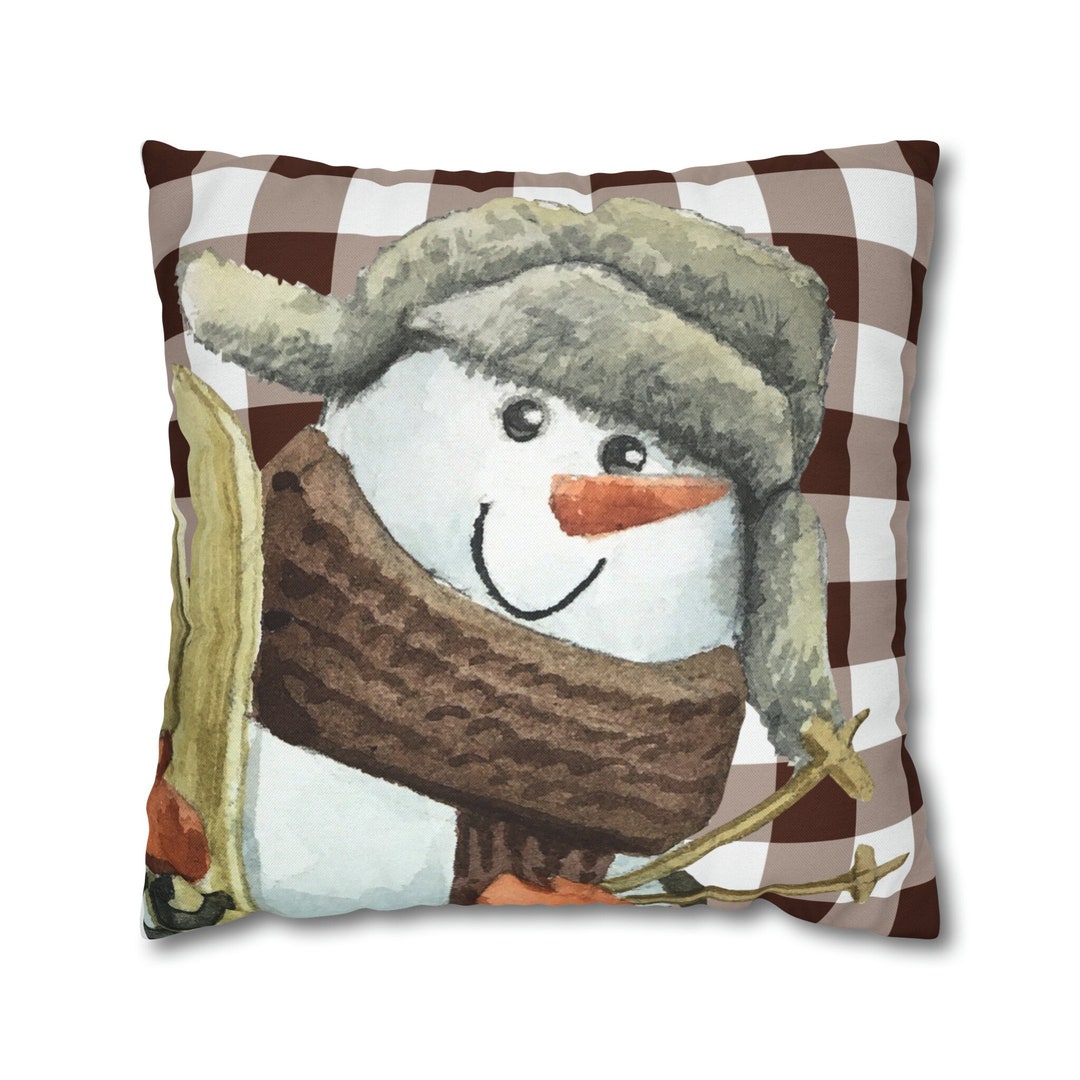 Snowman Christmas Pillow Cover: Farmhouse Winter Decor - Etsy