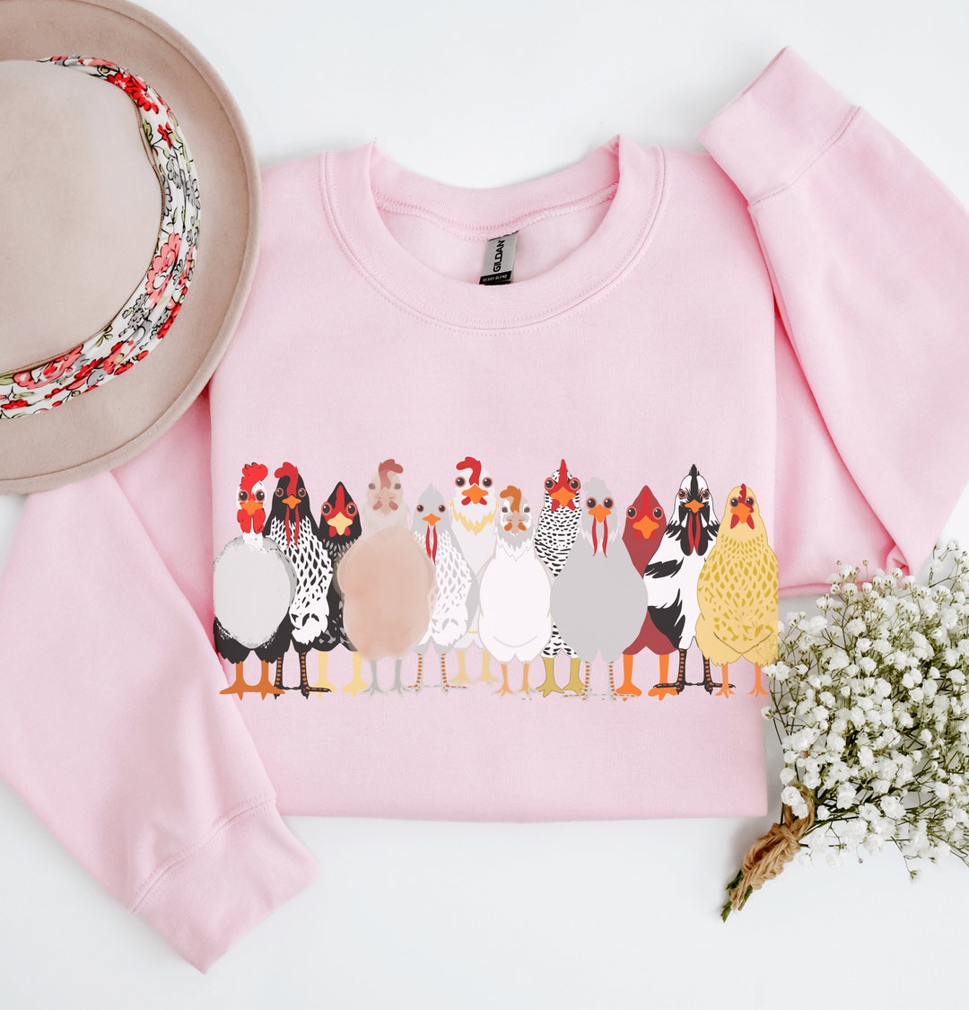 Chicken Lover Sweatshirt: Pastel Chicken Graphic, Gildan Crewneck - Etsy
