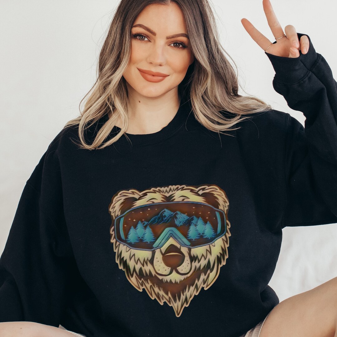 Winter Bear Ski Goggles Crewneck Sweatshirt: Cozy Pullover - Etsy