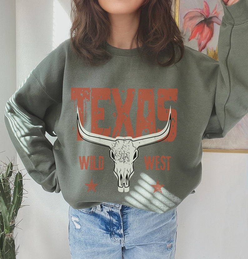 Texas Wild West Sweatshirt: Unisex Crewneck Pullover - Etsy