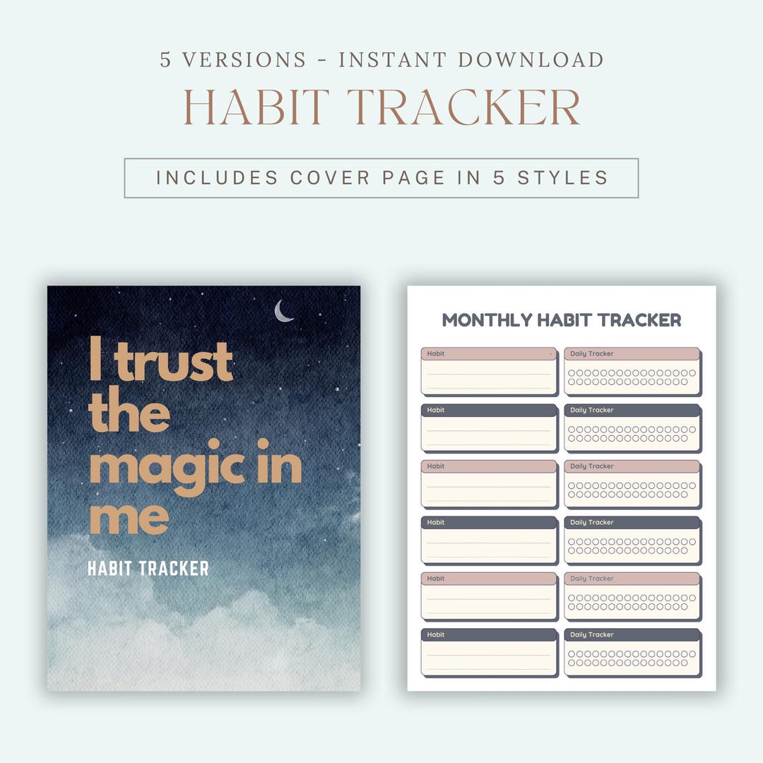 Printable Habit Tracker PDF | Monthly Habit Planner in A4 US Letter A5 ...
