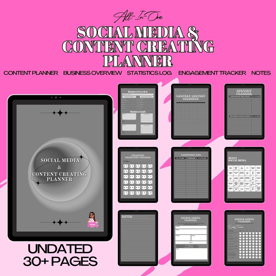 Social Media & Content Creating Planner 30 Day Content - Etsy