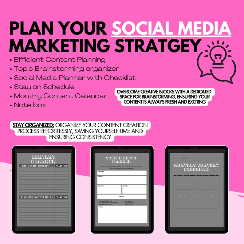 Social Media & Content Creating Planner 30 Day Content Calendar FREE ...