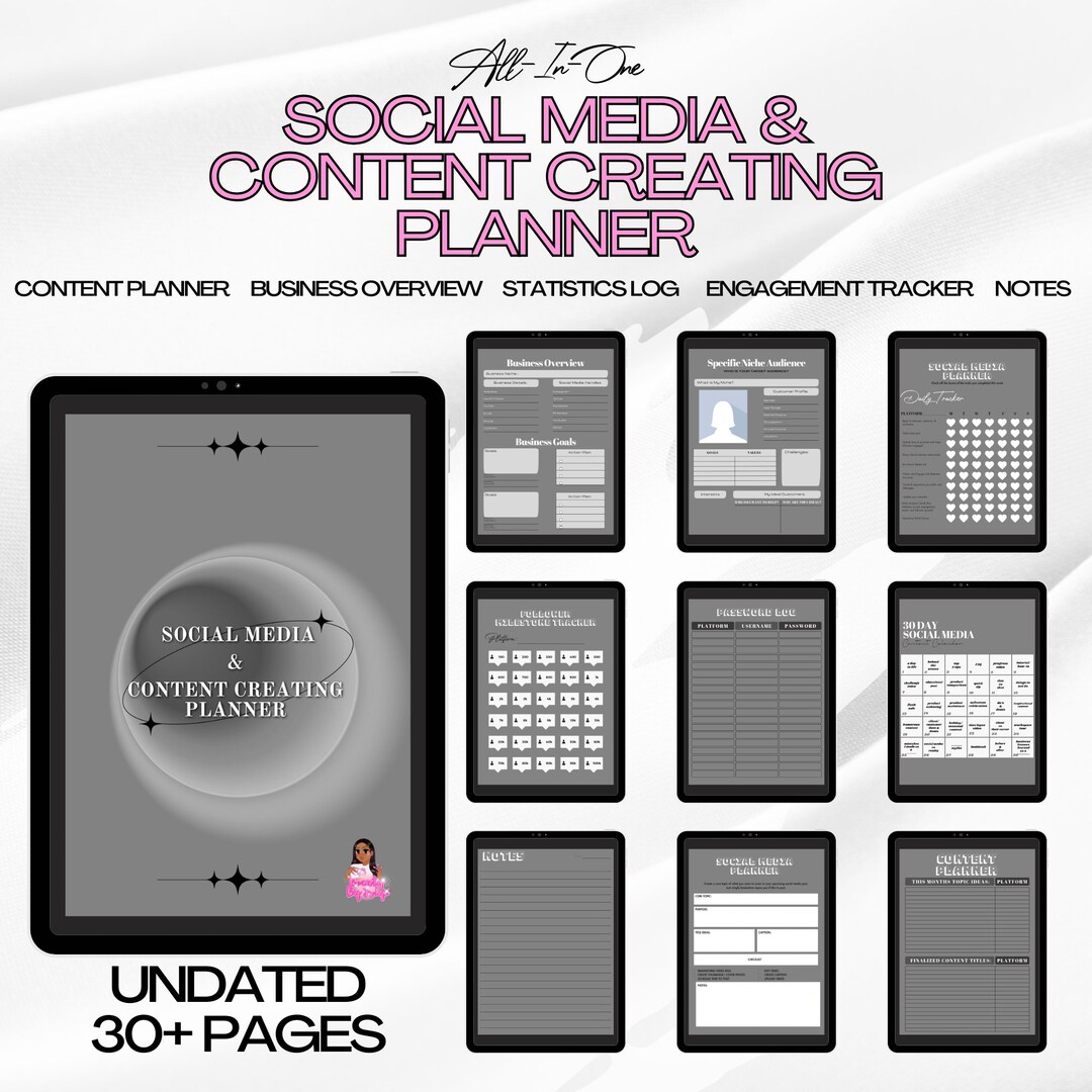 Social Media & Content Creating Planner 30 Day Content Calendar FREE ...
