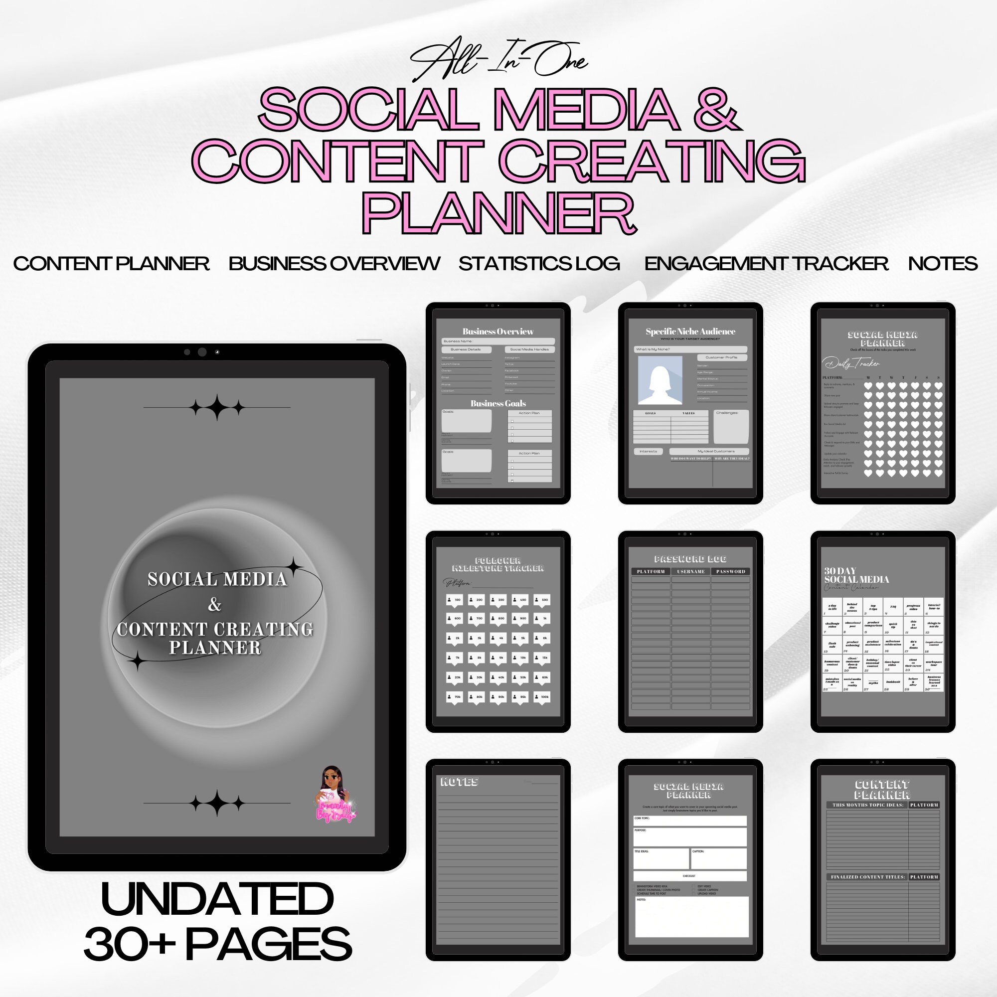 Social Media & Content Creating Planner 30 Day Content Calendar FREE ...