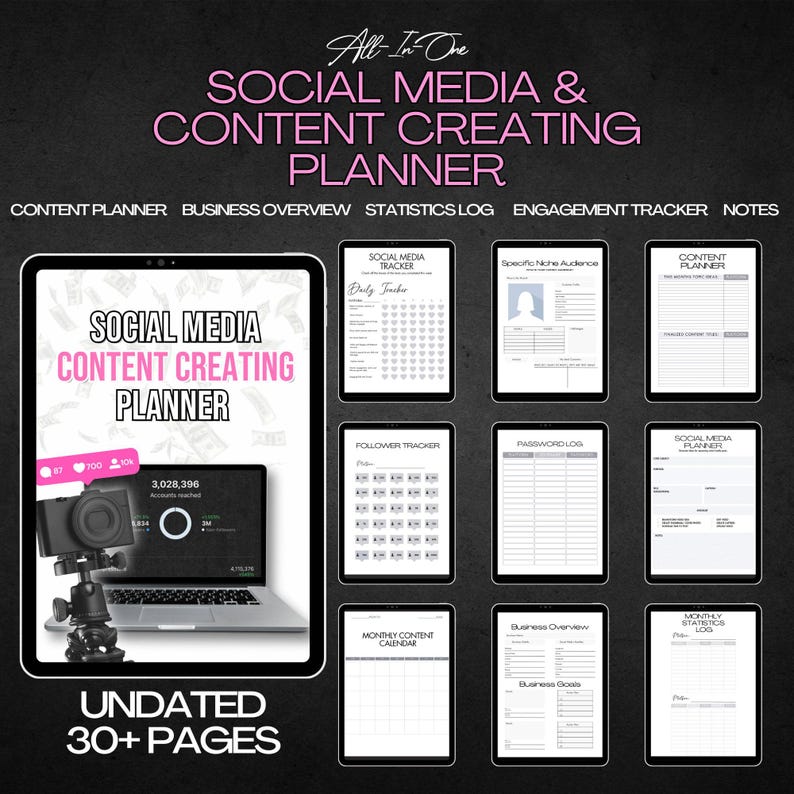 Social Media & Content Creating Planner + 30 Day Content Calendar FREE ...