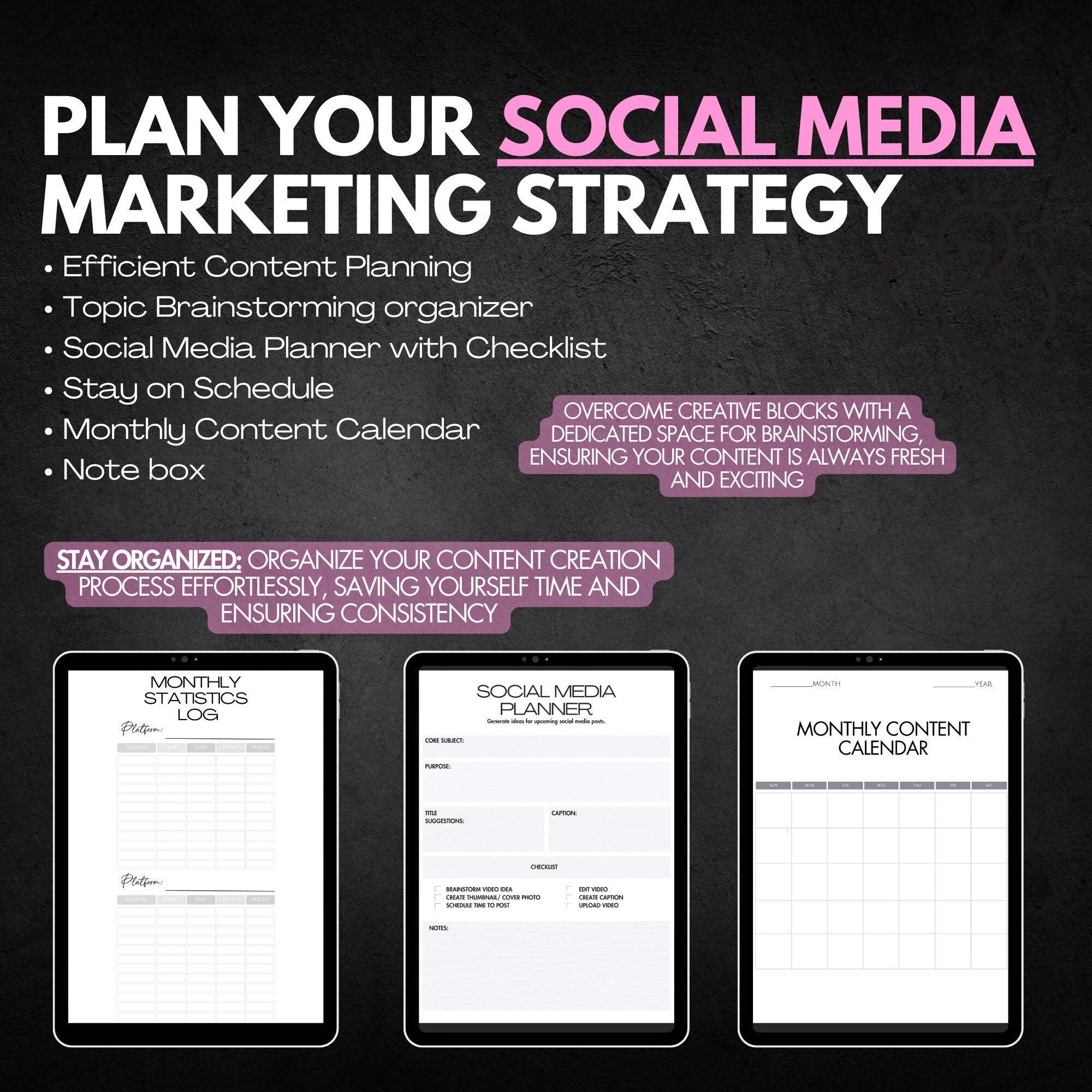 Social Media & Content Creating Planner + 30 Day Content Calendar FREE ...