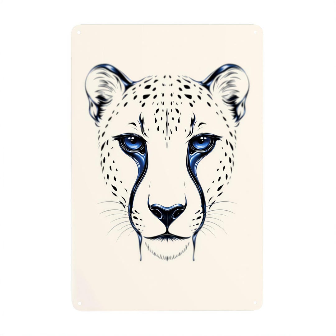 Metal Wall Decor: Cheetah Face - Blue Tear Markings - Etsy