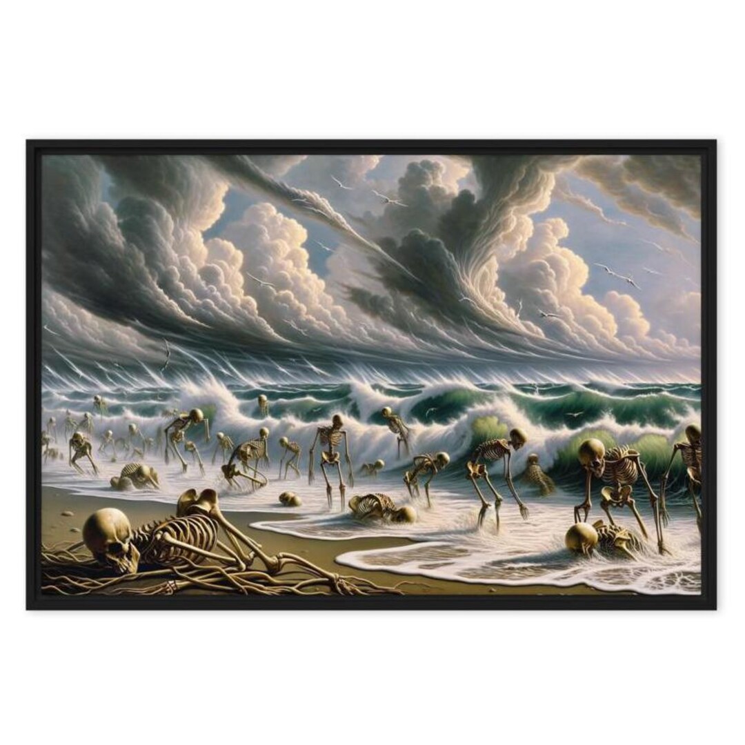 Daliesque Skeleton Coast Framed Canvas Art – Macabre Beach Scene - Etsy