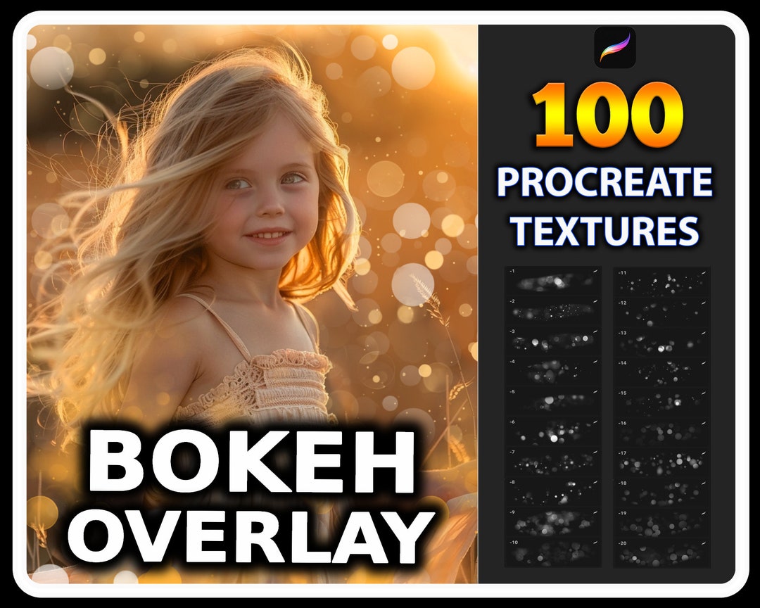 100 Bokeh Procreate Textures, Bokeh Overlay for Procreate, Foreground Bokeh, Bokeh Brush Effect ...