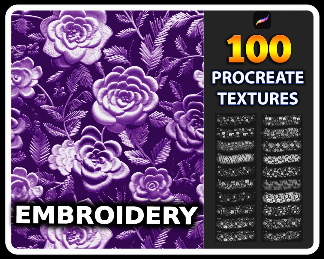 100 Procreate Embroidery Texture Brushes: Seamless Fabric Textures ...