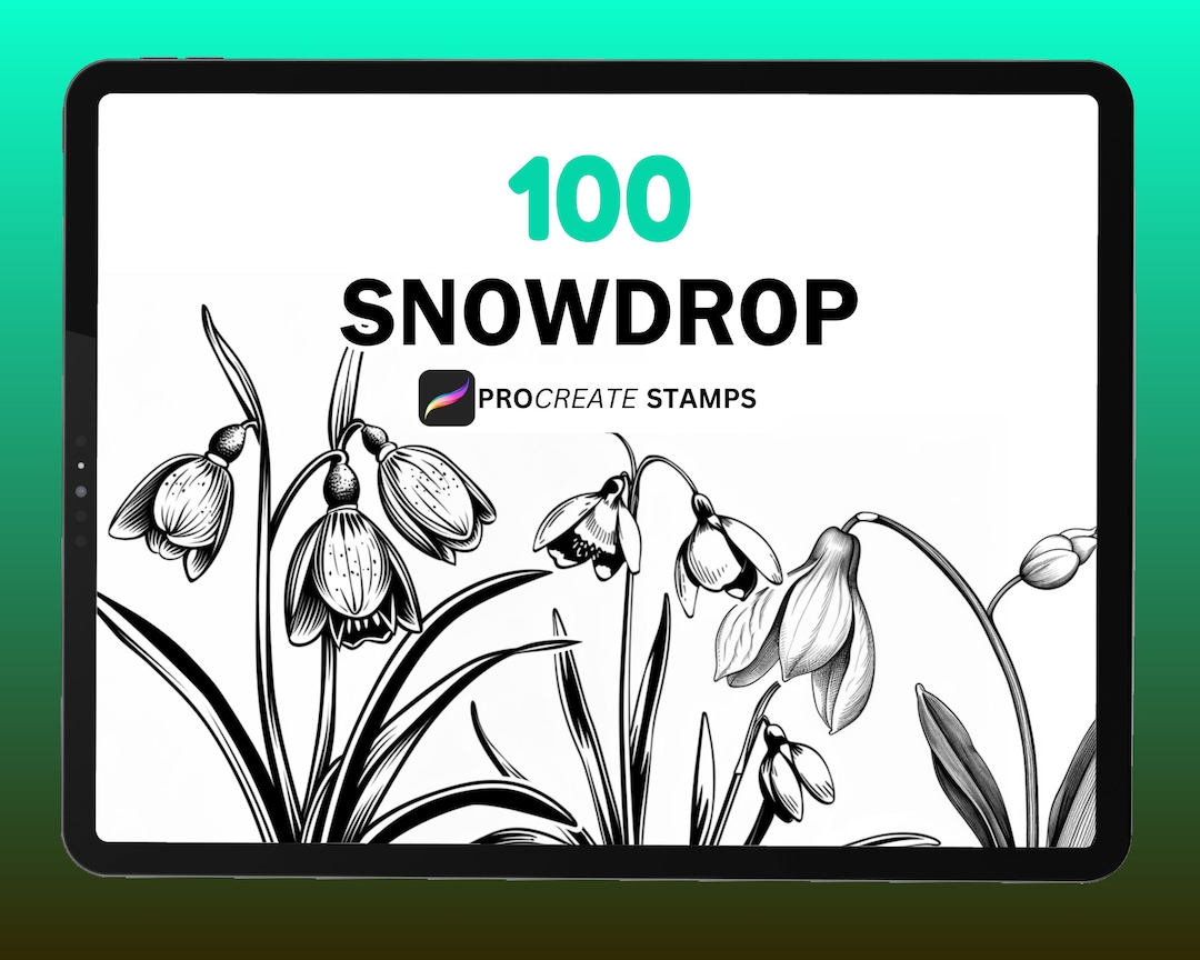 100 Snowdrop Flower Procreate Stamps: Botanical Brush Set (digital ...