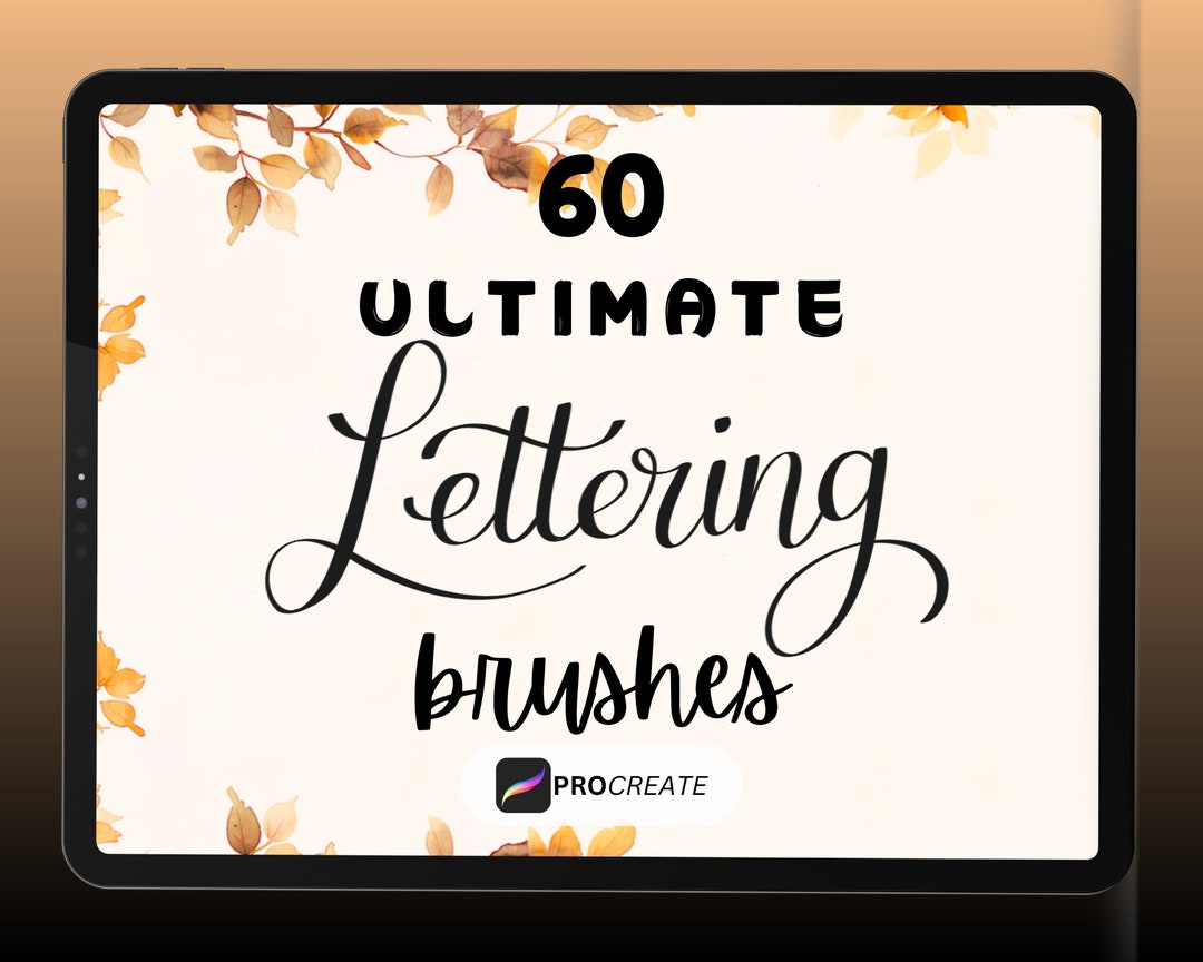 Procreate Lettering Brush Set: 60 Calligraphy & Neon iPad Brushes ...